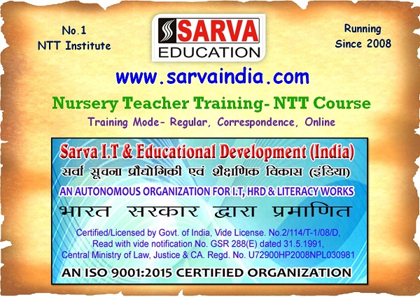 NTT Course in Online Courses For Nursery Teachers
